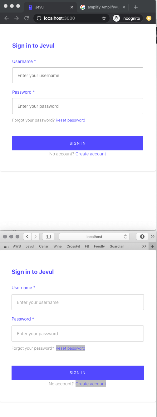 Safari Highlights Reset Password Create Account In Authenticator Screen · Issue 5759 · Aws
