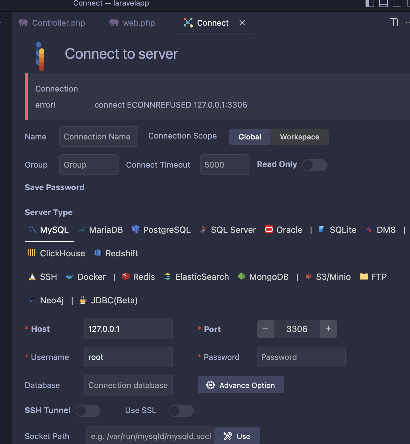 connect ECONNREFUSED 127.0.0.1:3306 · Issue #750 · cweijan/vscode-database-client · GitHub