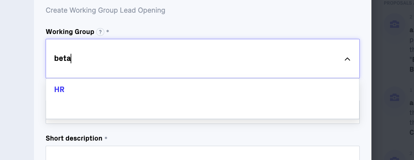 Creating New Proposal Specific Parameters Search In The Working Group Field · Issue 3661