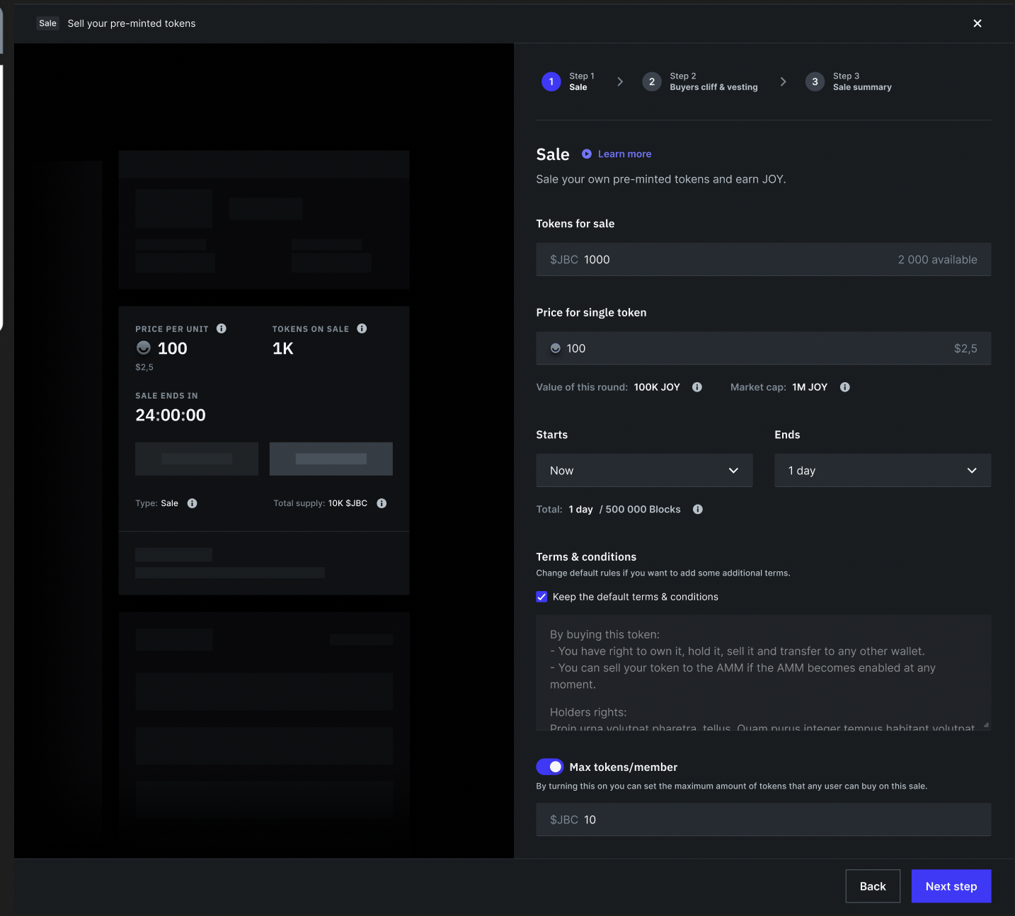 Token Sale: Step1 · Issue #3809 · Joystream/atlas · GitHub