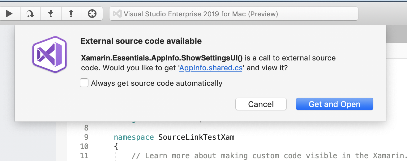 [Enhancement] Enable source link support to allow stepping into code · Issue #908 · xamarin ...