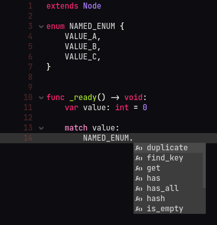 Named enums does not provide hints · Issue #61427 · godotengine/godot · GitHub