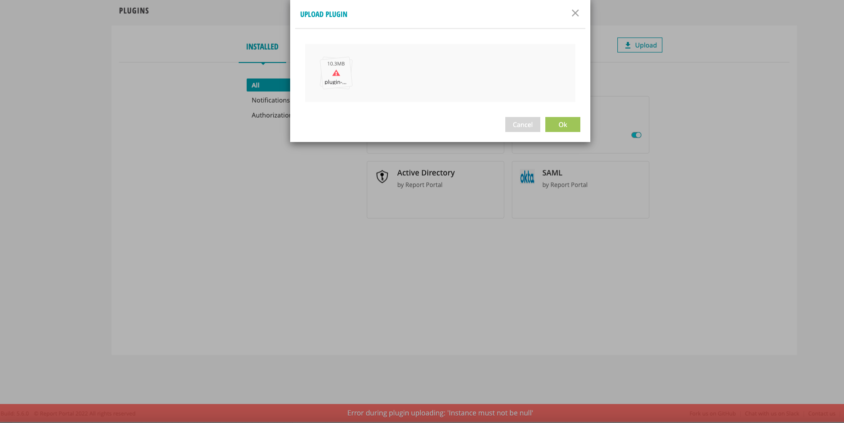 Can T Install Latest Jira Plug In 5 7 0 Onto Report Portal Build 5 6 0 · Issue 1802
