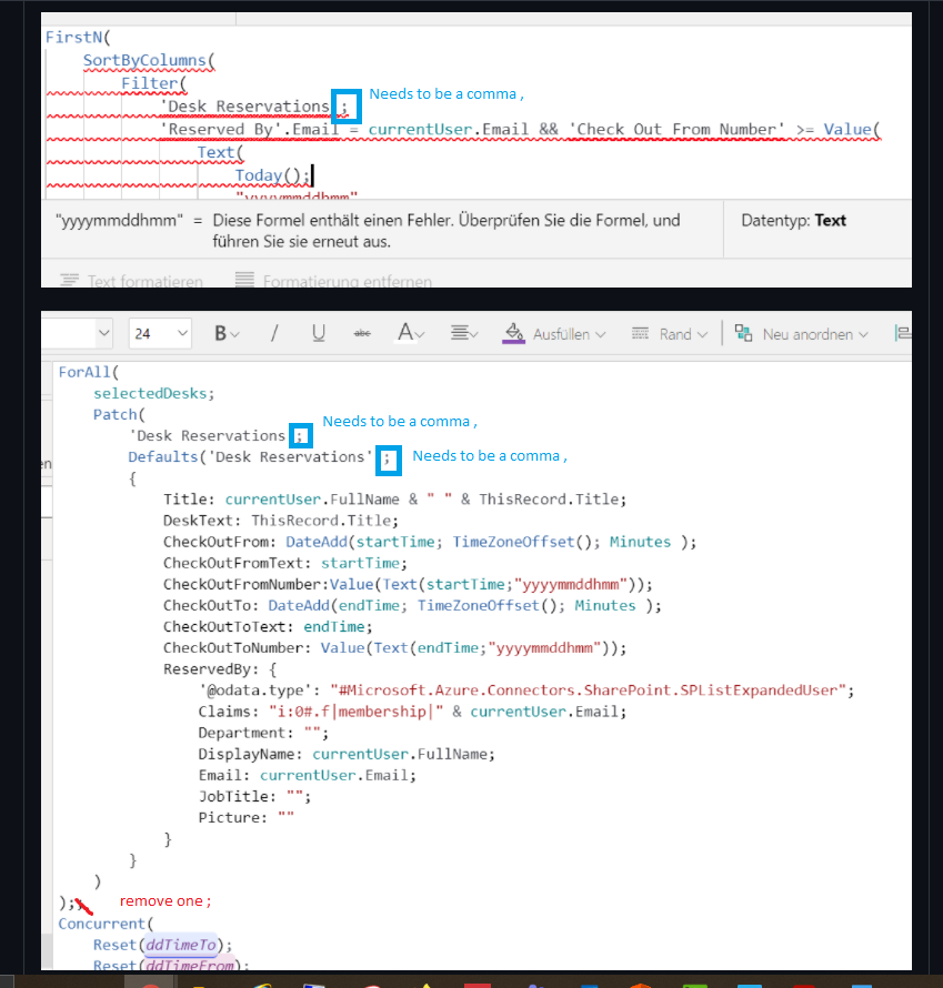 Desk Reservation - Code did not work - No data · Issue #43 · aprildunnam/PowerApps · GitHub