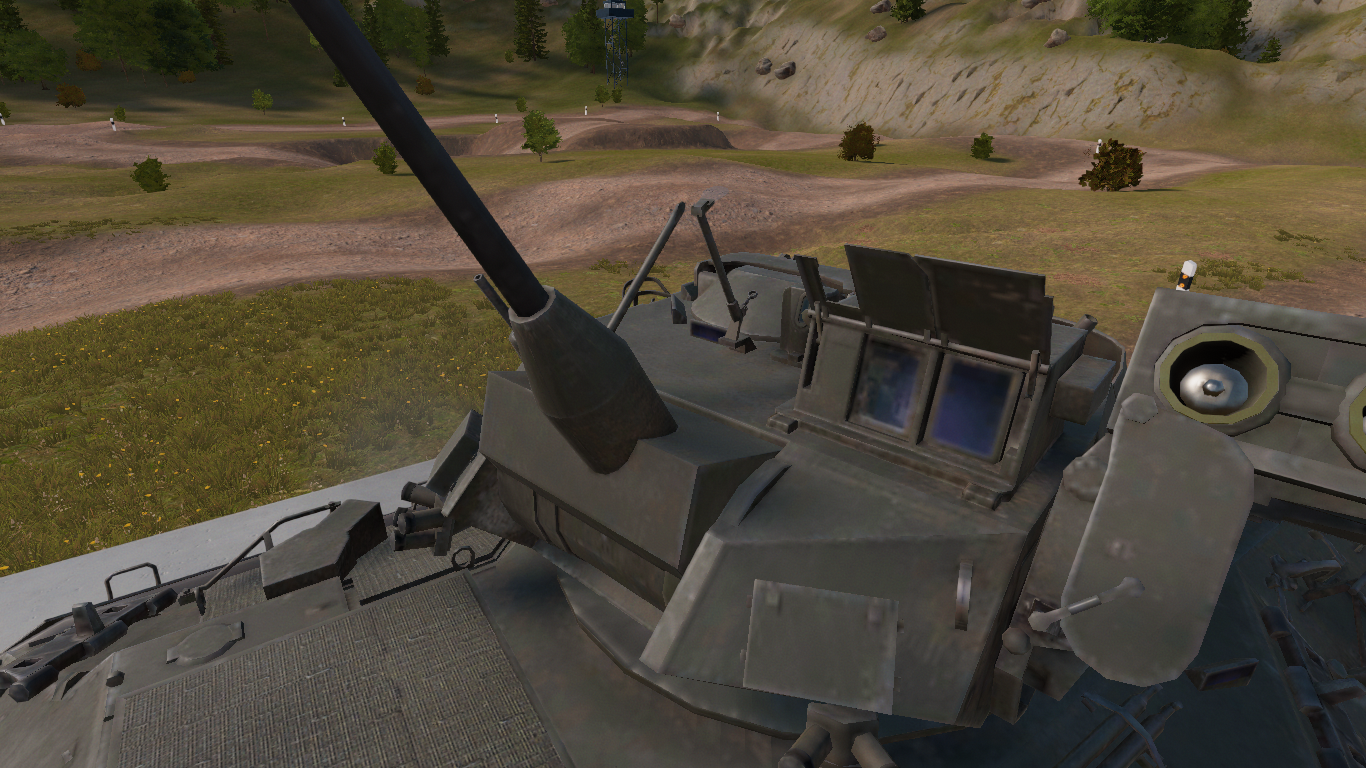 Spider web gunsight mechanical linkage from the Bradley detaches when the gun is elevated to its ...