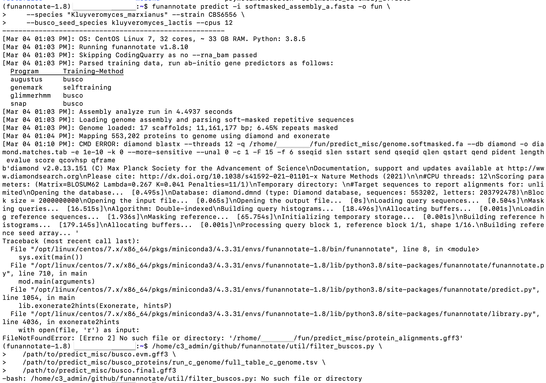 [errno 2] No Such File Or Directory Path Fun Predict Misc Protein Alignments Gff3 · Issue