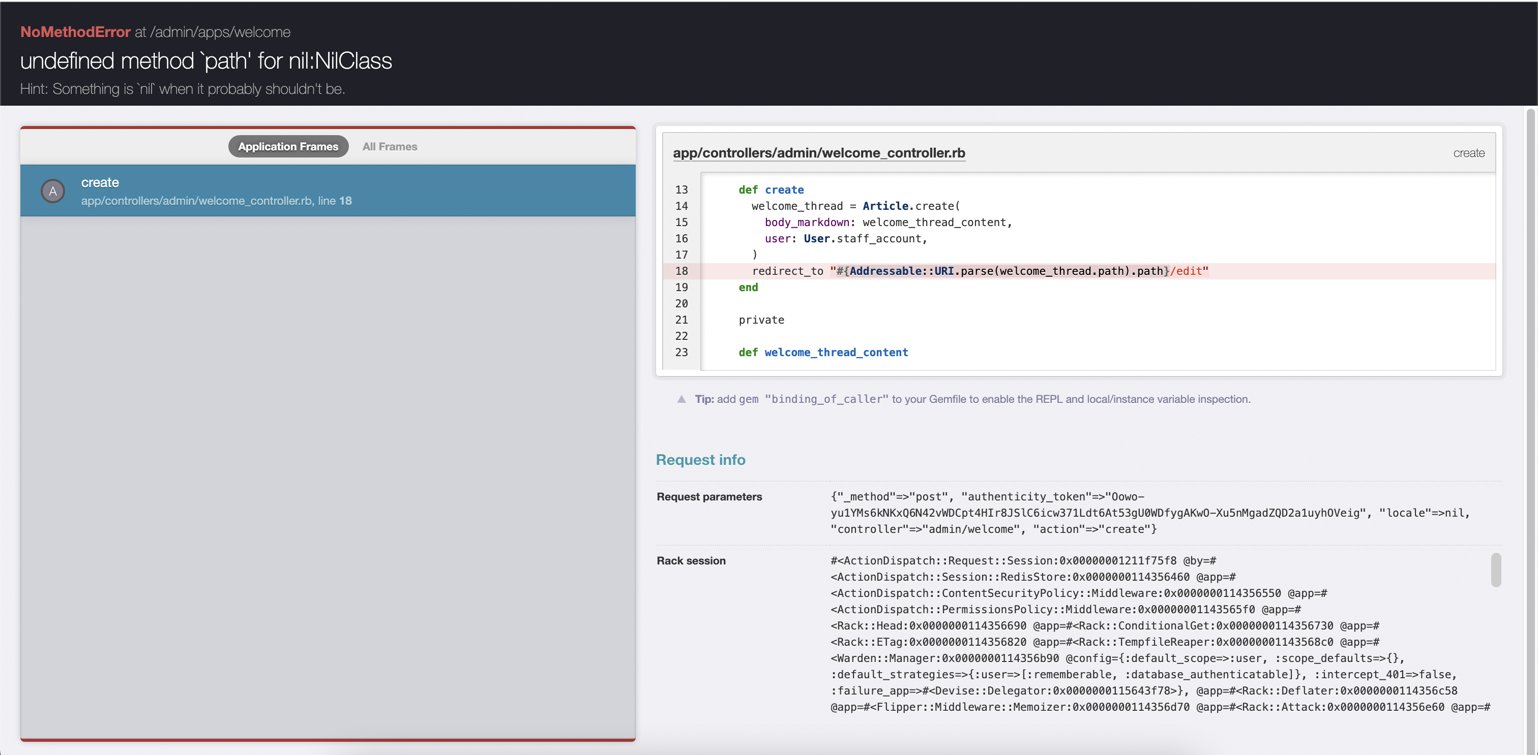 Error when "Create a new welcome thread" is clicked second time · Issue #18860 · forem/forem ...