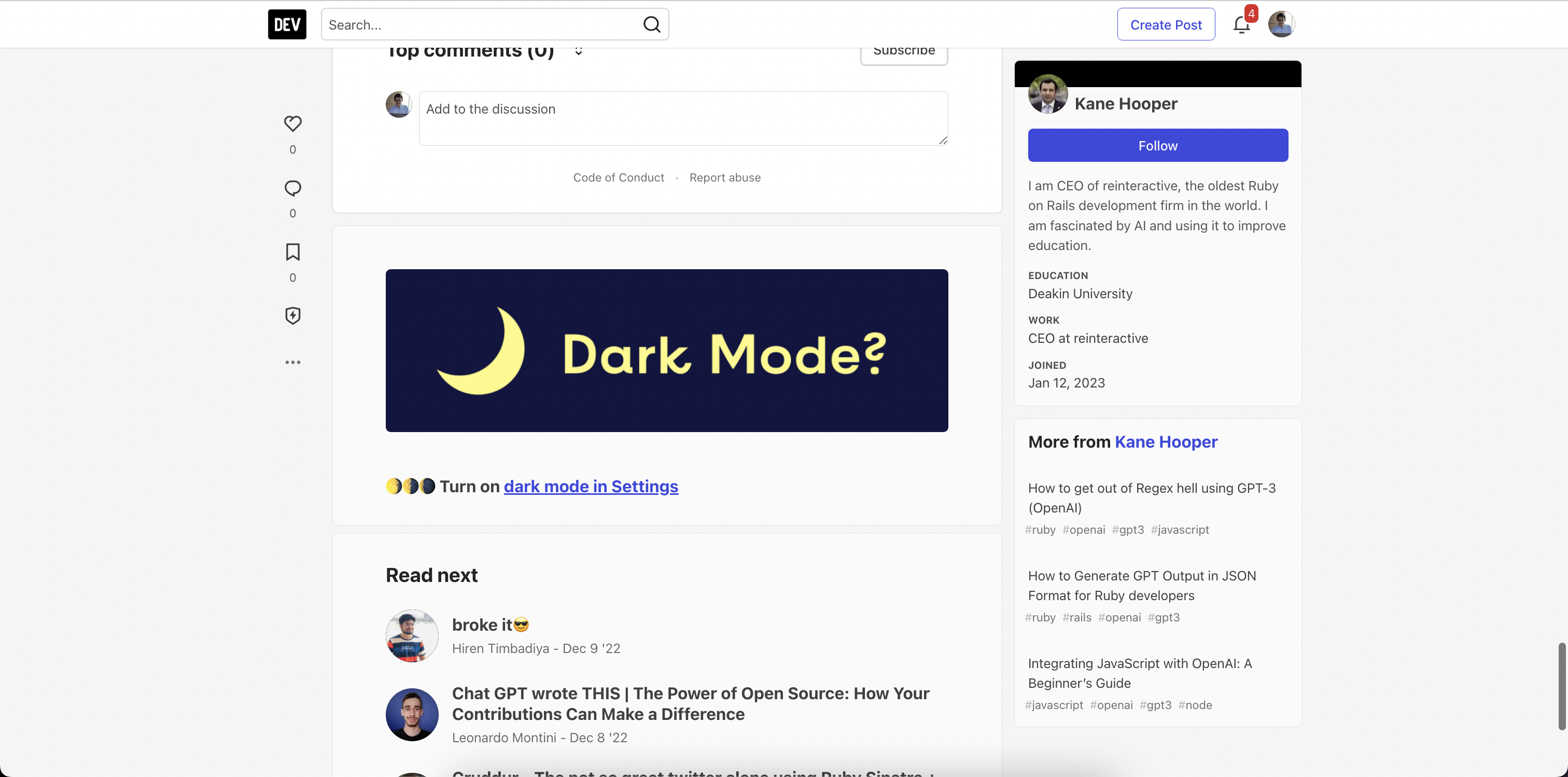 Update link for dark-mode settings used in Display ad · Issue #18974 · forem/forem · GitHub