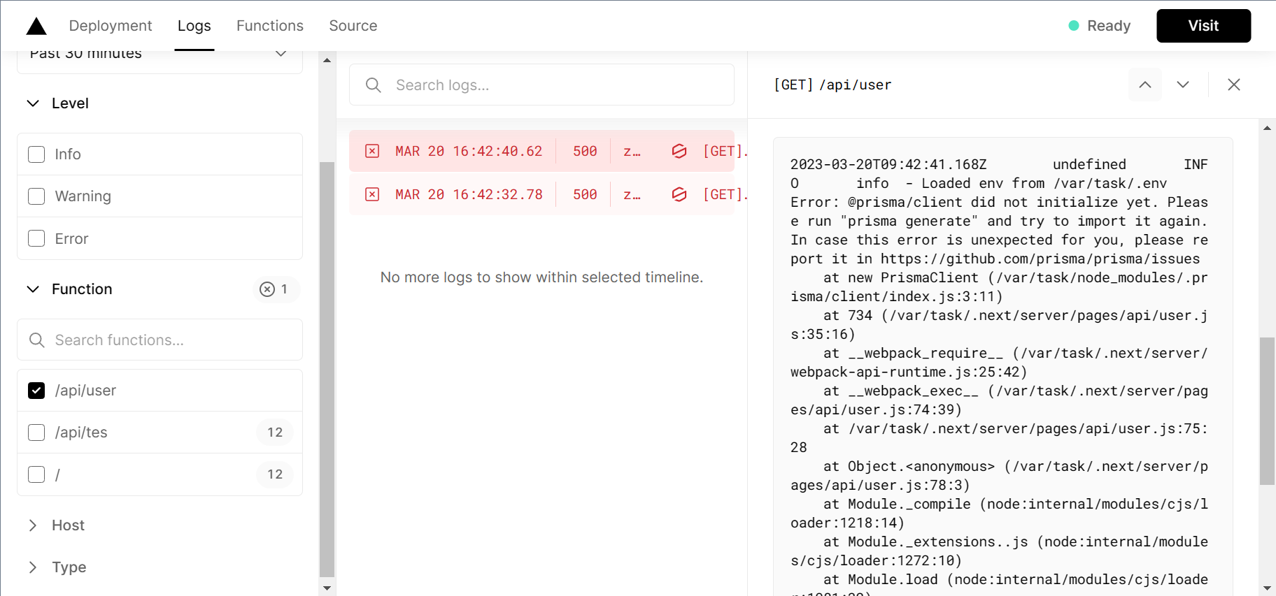 Error: @prisma/client did not initialize yet. Please run "prisma generate" and try to import it ...