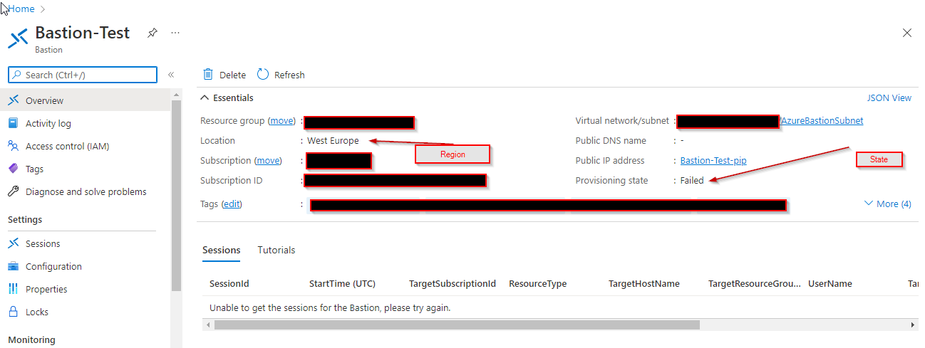 Azure Bastion Deployment fails in westeurope region: Compute allocation failed. Please retry ...