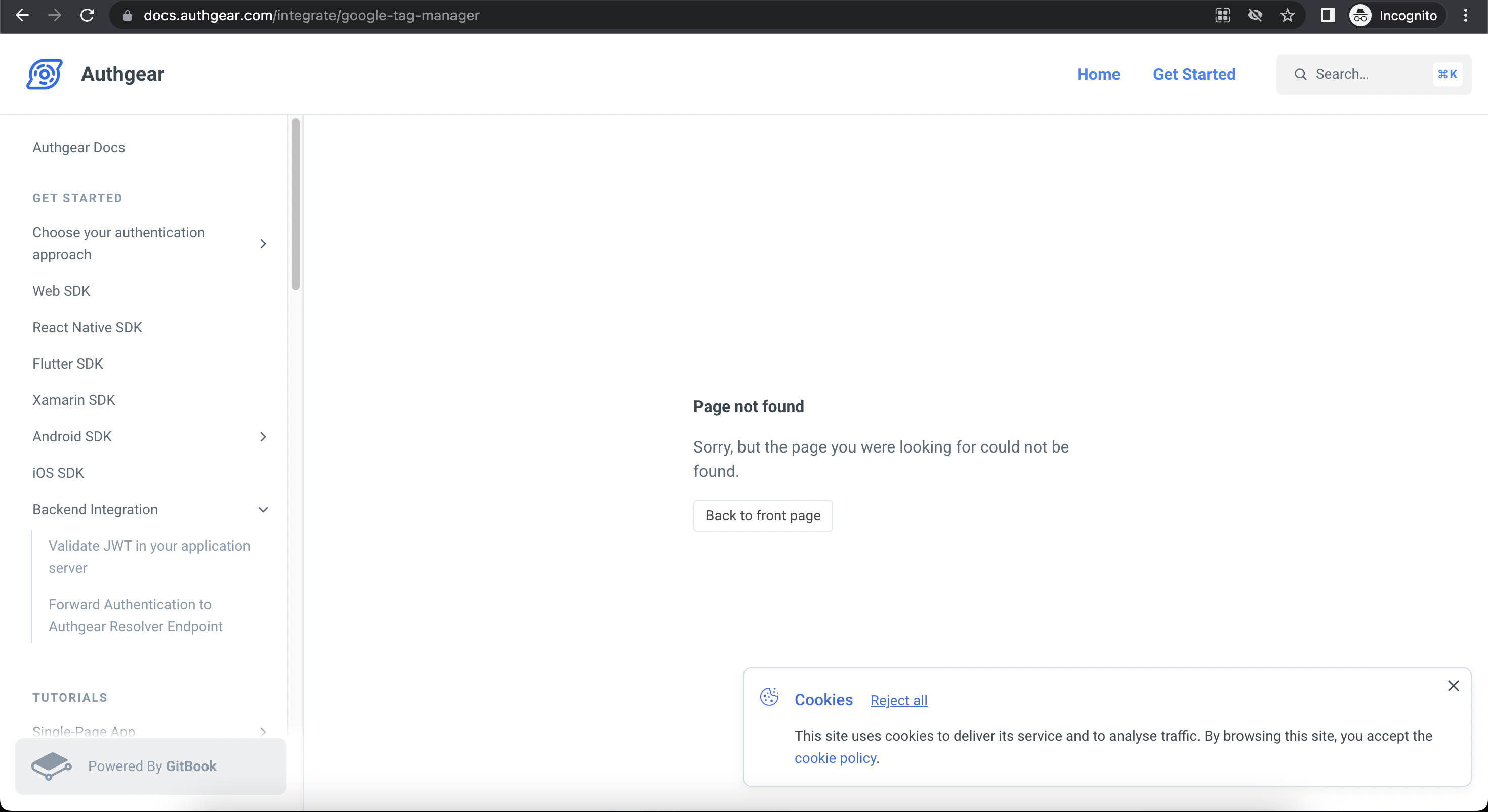 [Portal, Integrations] "Page not found" when click on "integration guide" for Google Tag Manager ...