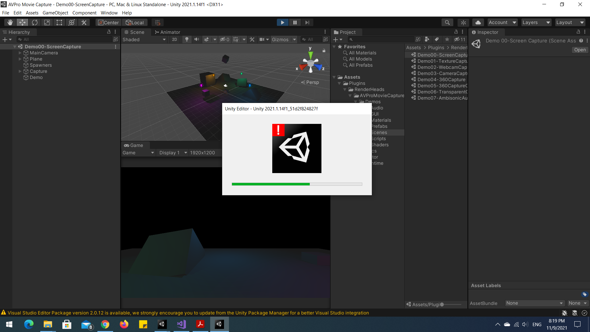 Unable to play demo scene. · Issue #140 · RenderHeads/UnityPlugin-AVProMovieCapture · GitHub