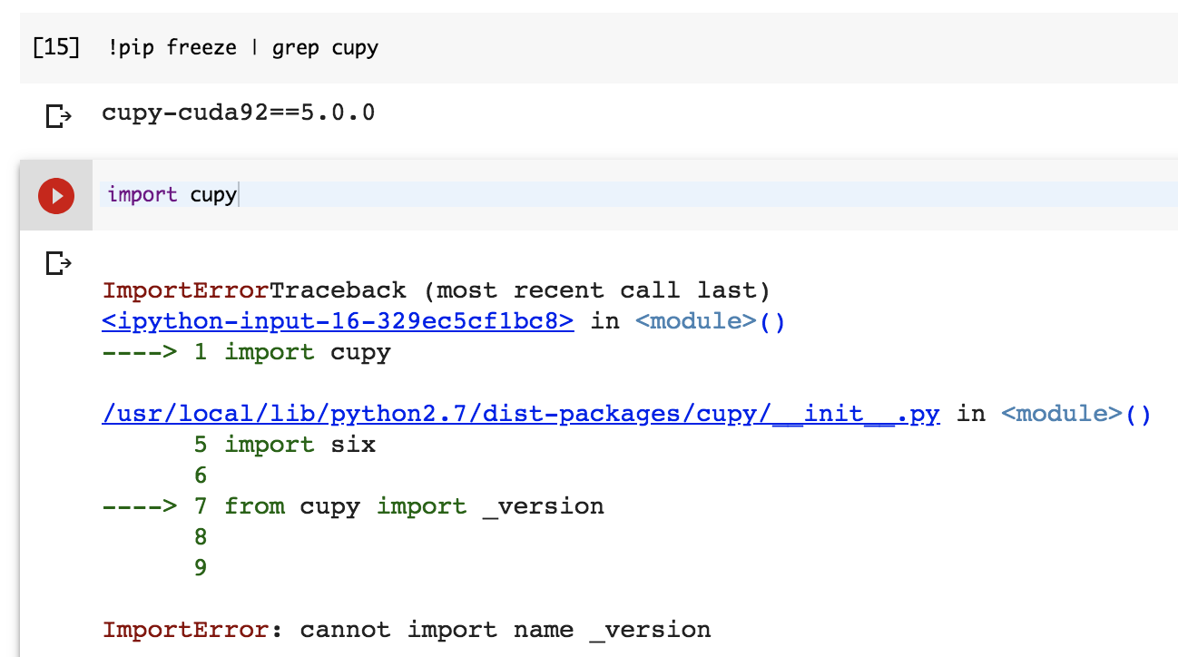 CuPy has stopped working · Issue #409 · googlecolab/colabtools · GitHub