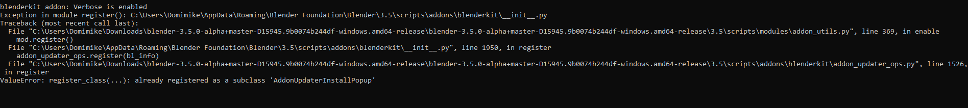 Cant Enable Blenderkit Because It Is Broken Addonupdaterinstallpopup