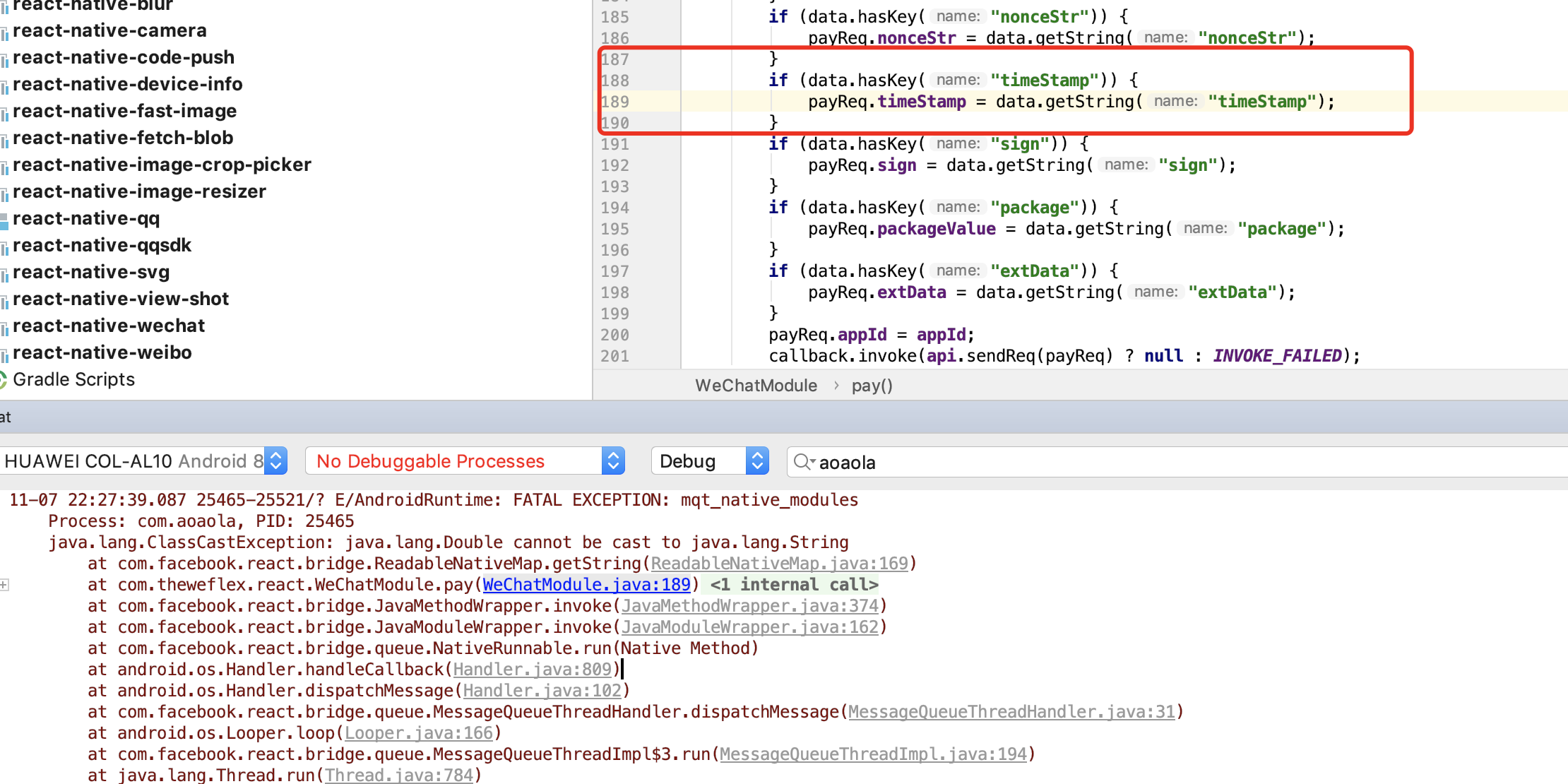 com.facebook.react.bridge.ReadableNativeArray cannot be cast to java.lang.String · Issue #363 ...