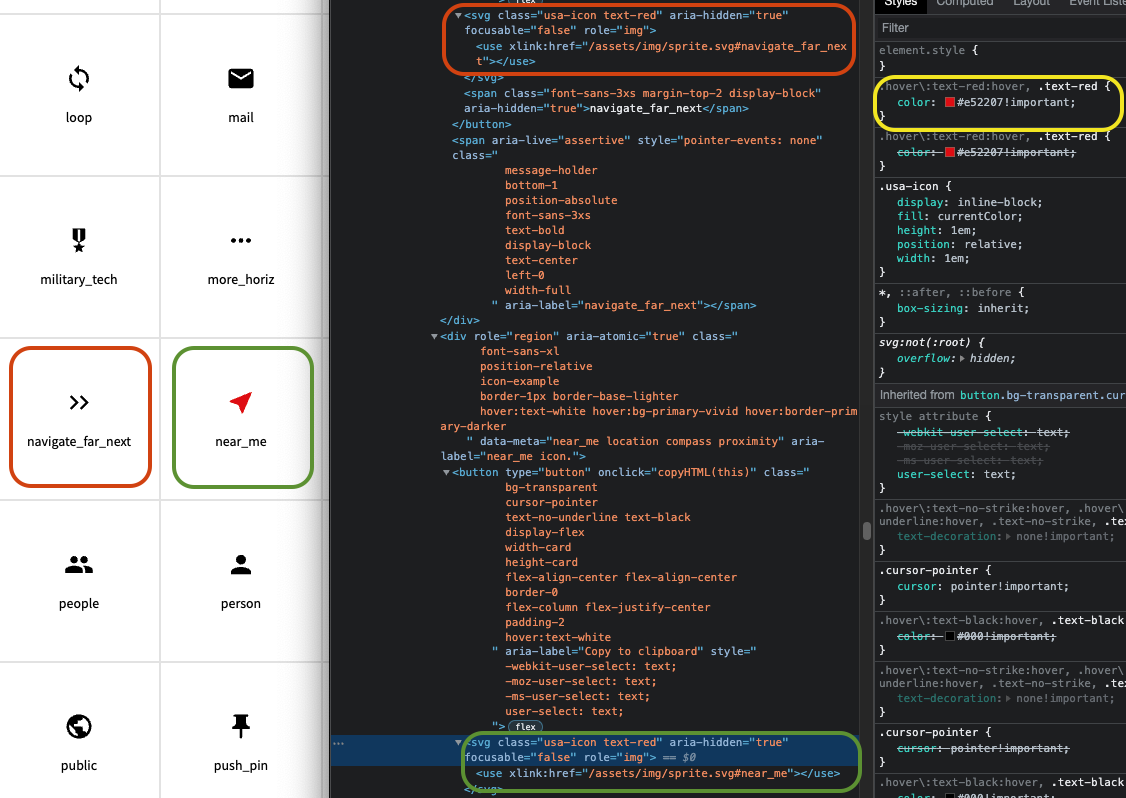USWDS - Sprite: CSS control issues for navigate_far icons · Issue #4752 · uswds/uswds · GitHub