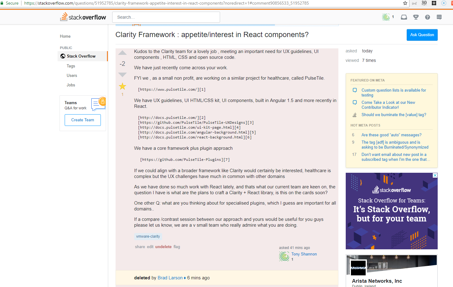 Stack overflow doesn't tolerate Clarity questions without code snippets · Issue #2571 · vmware ...