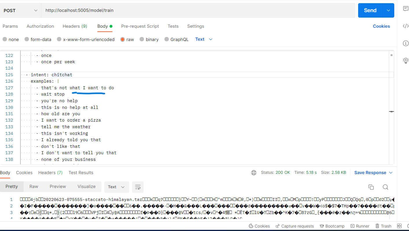 RASA HTTP model train not doing train properly · Issue #11204 · RasaHQ/rasa · GitHub