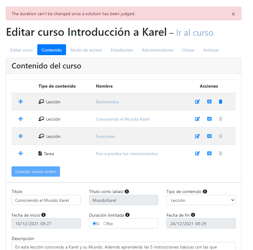 No Se Puede Actualizar La Fecha De Una Tarea En Un Curso Si Hay Envíos · Issue 6286 · Omegaup