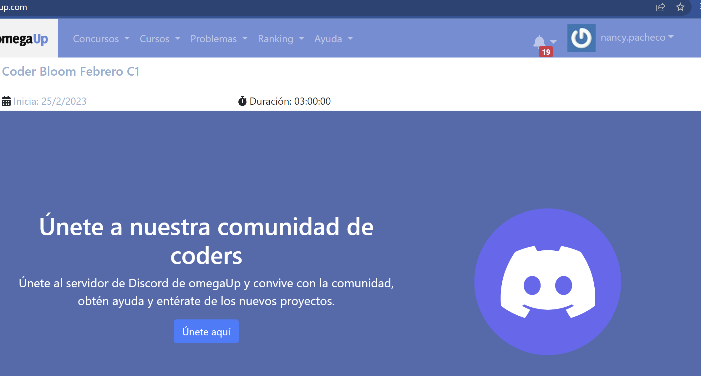 [FEATURE] Agregar link a próximo concurso al que está registrado un usuario en la página ...