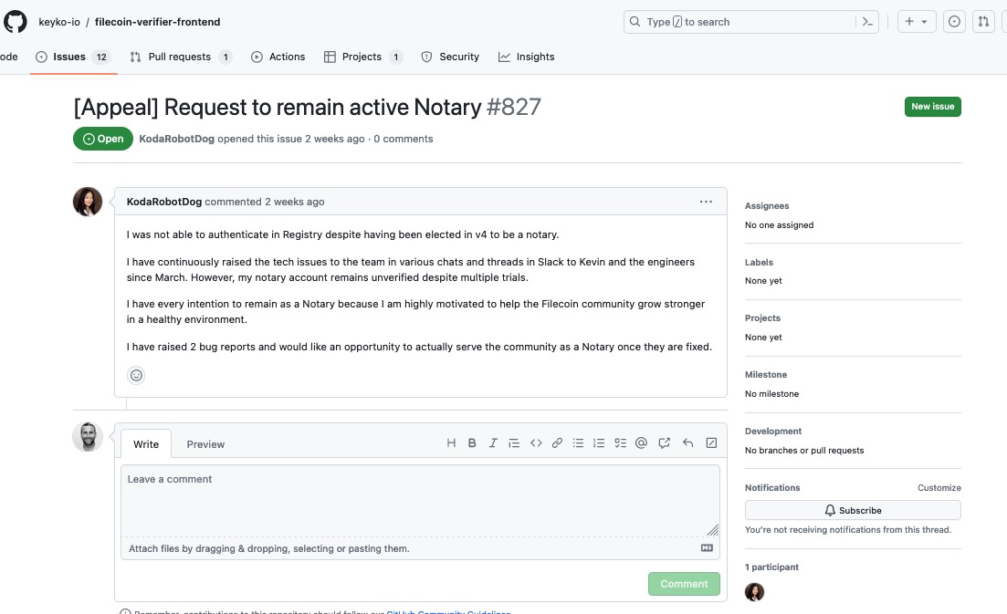[Appeal] KodaRobotDog Remain Notary · Issue #957 · filecoin-project/notary-governance · GitHub