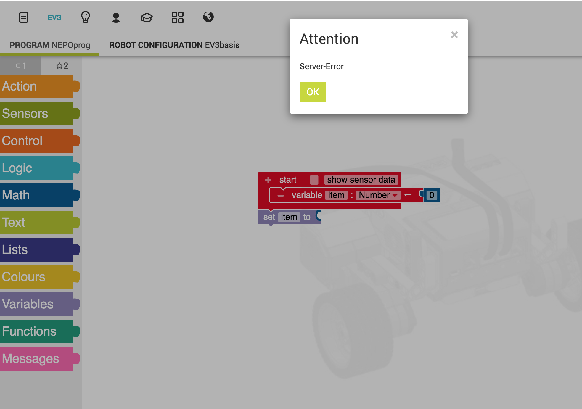 Ev3 Set Variable Block With Missing Arguments Throws A Server Error 4528