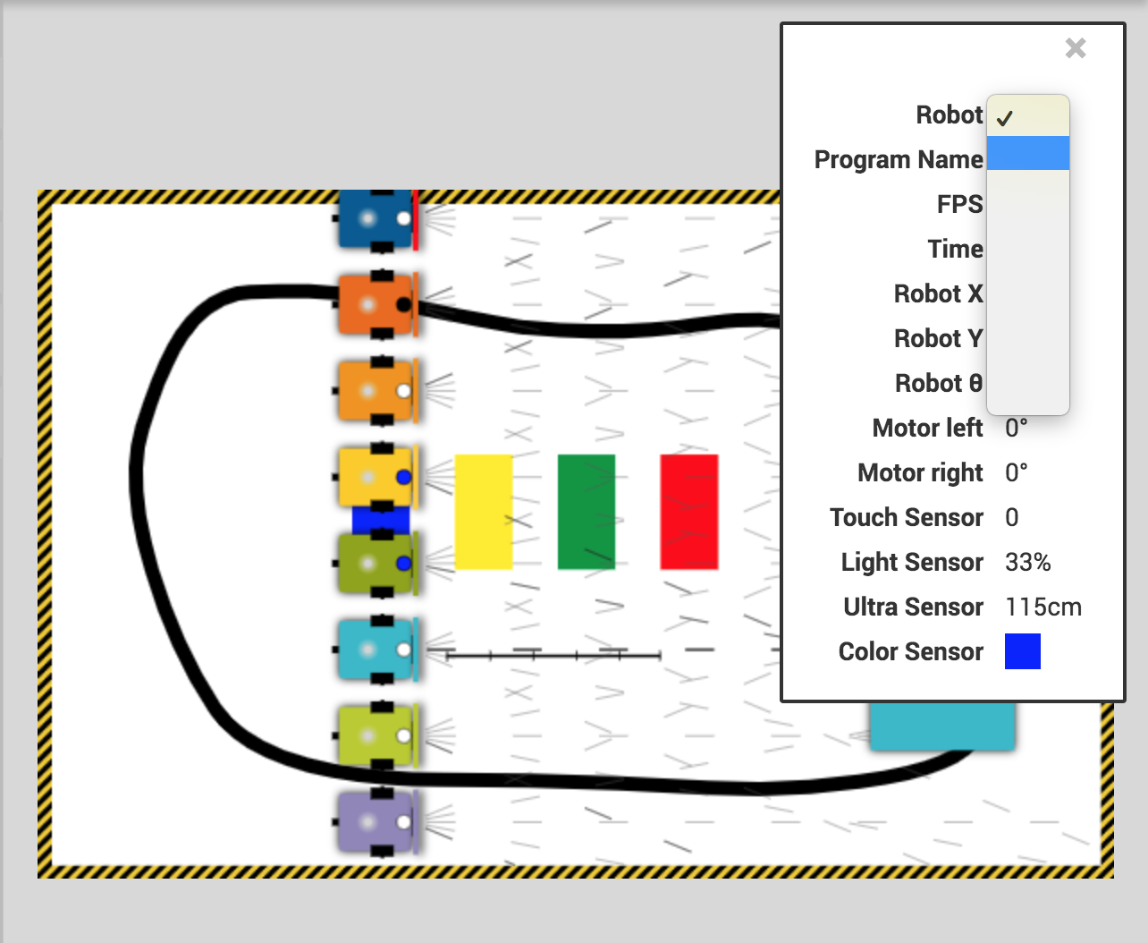 Multiple robot simulation: Dropdown menu for selecting robots in sensor view does not display ...