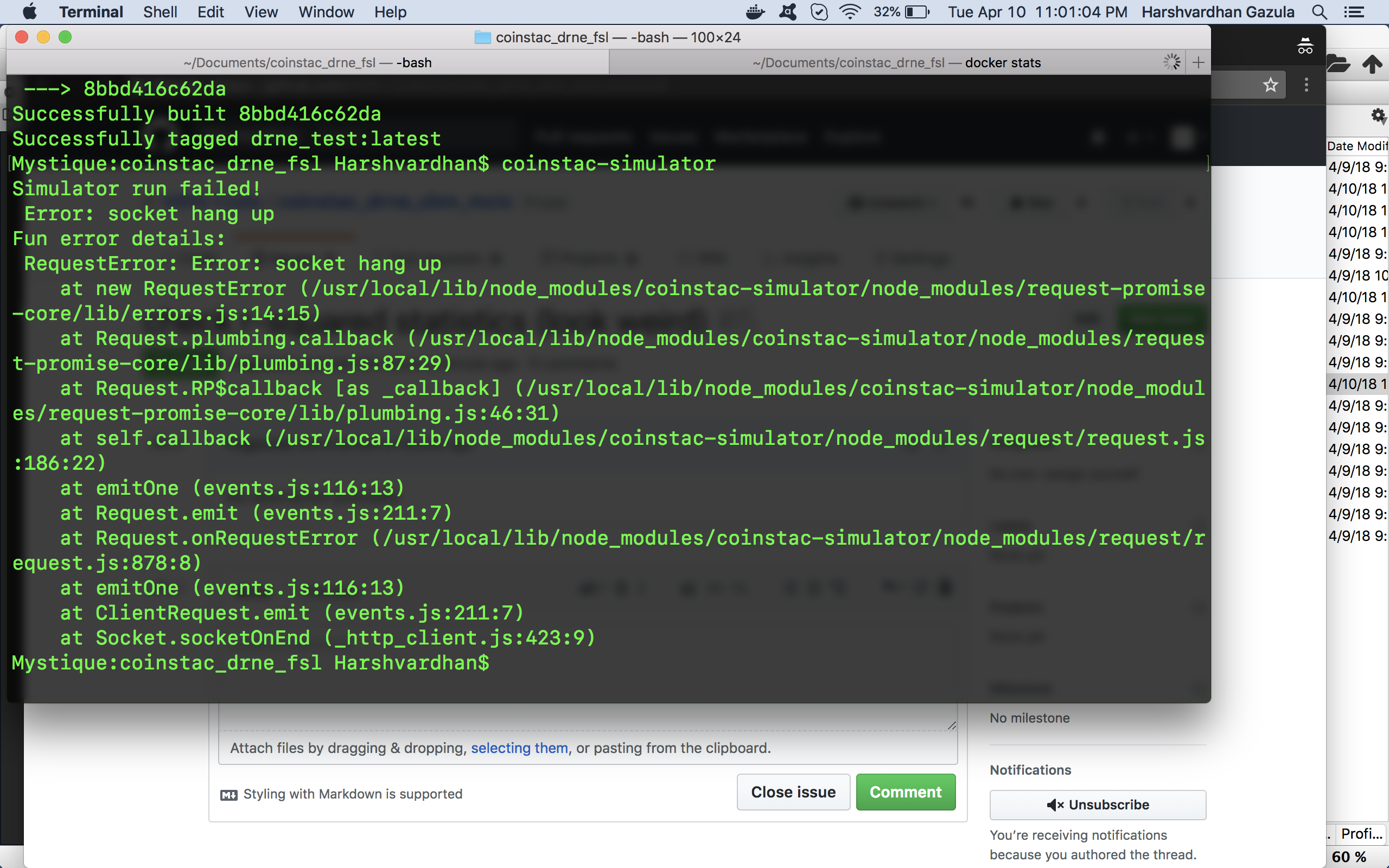 Simulator Socket Hang Up · Issue 477 · Trendscenter Coinstac · Github