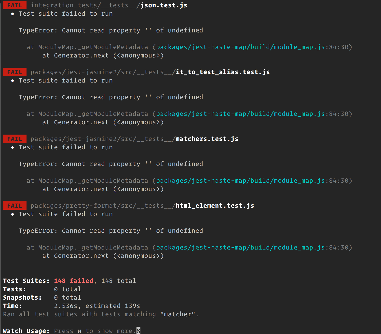 ` Watch` With `t` Fails In Master · Issue 4011 · Jestjsjest · Github