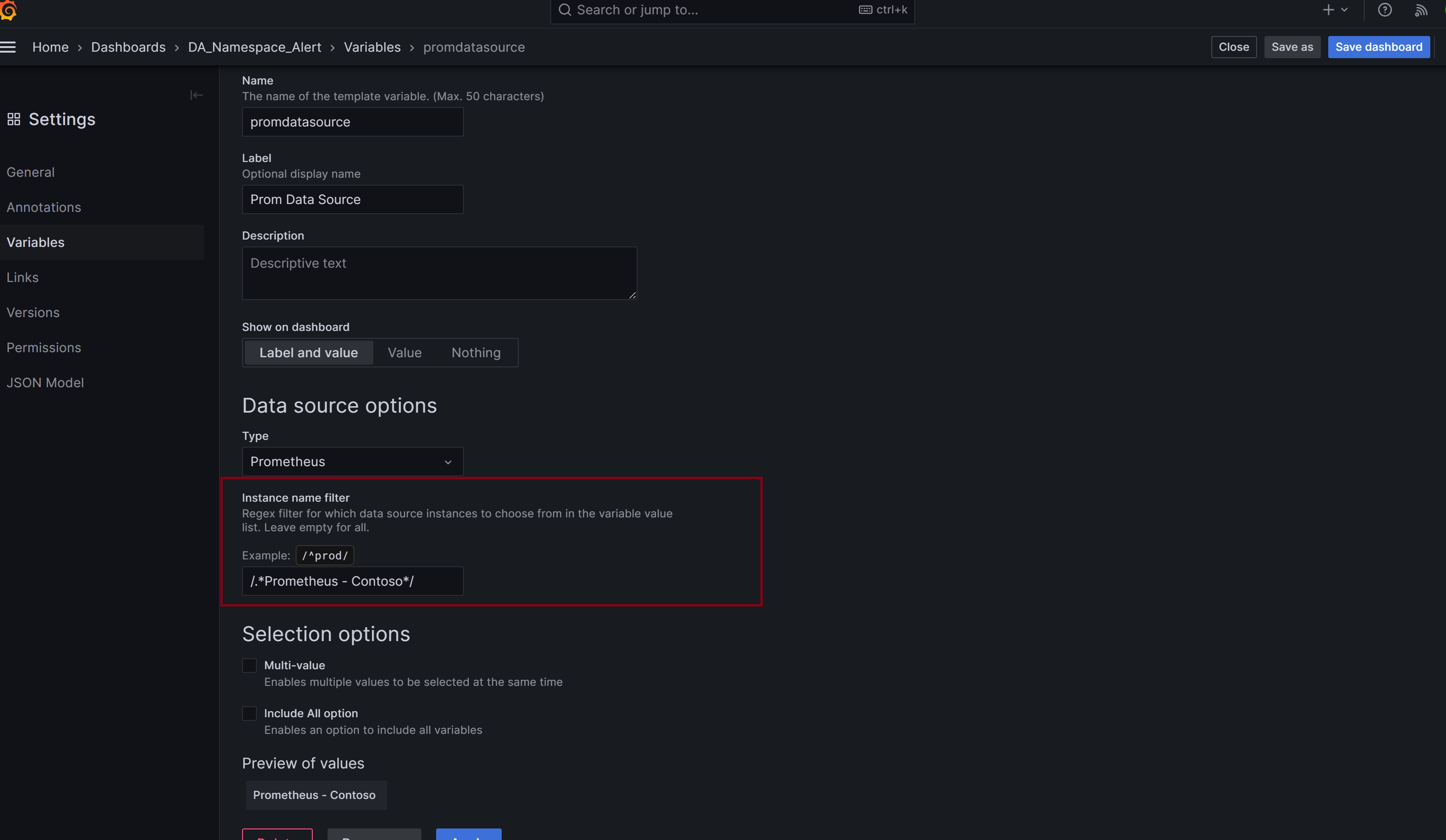 Feature to filter Prometheus Data Source by its URL · Issue #74557 · grafana/grafana · GitHub