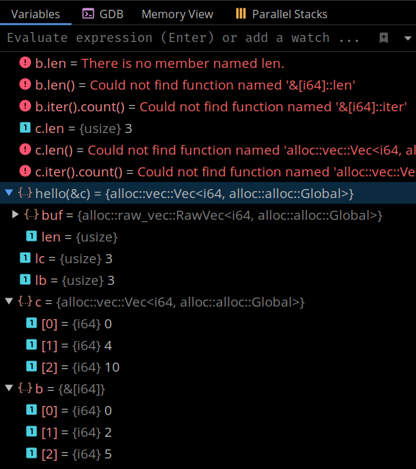 Show length of vec and slice in debugger · Issue #10209 · intellij-rust/intellij-rust · GitHub