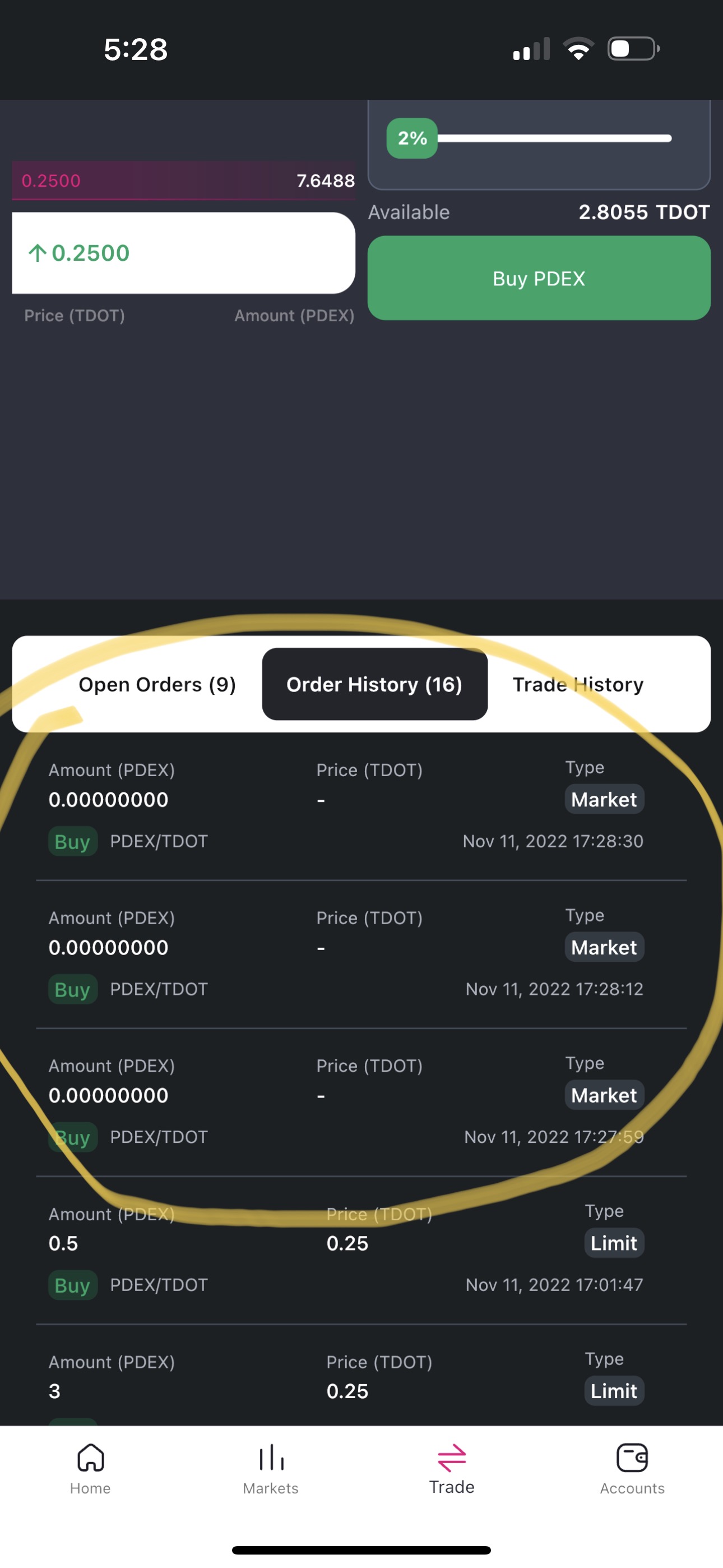 Mobile App: No amount and price for market orders in Trade history · Issue #402 · Polkadex ...