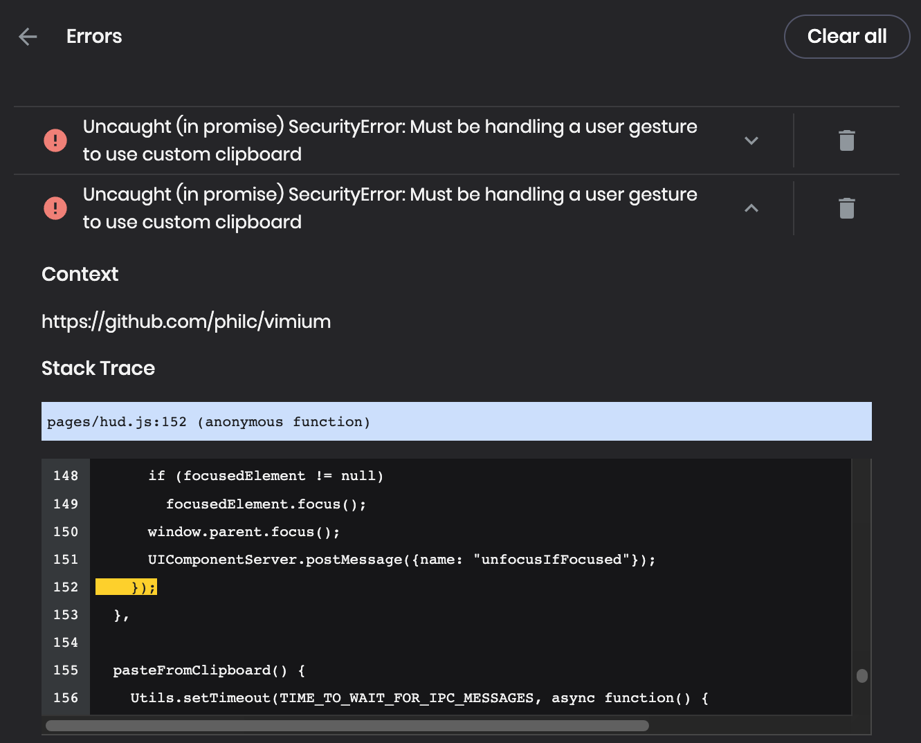 After "yf" command, no other commands work · Issue #4170 · philc/vimium · GitHub