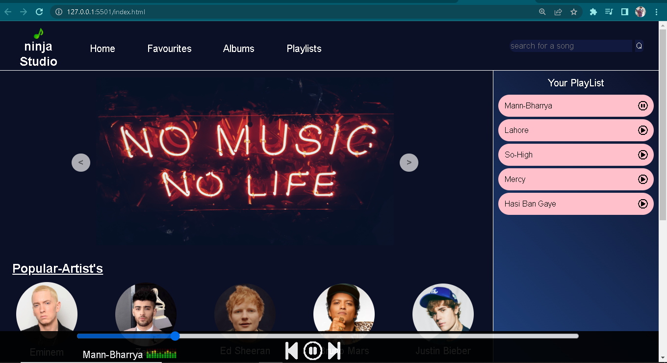 GitHub - therahulkr/Music-Player: A responsive music-player with html ...