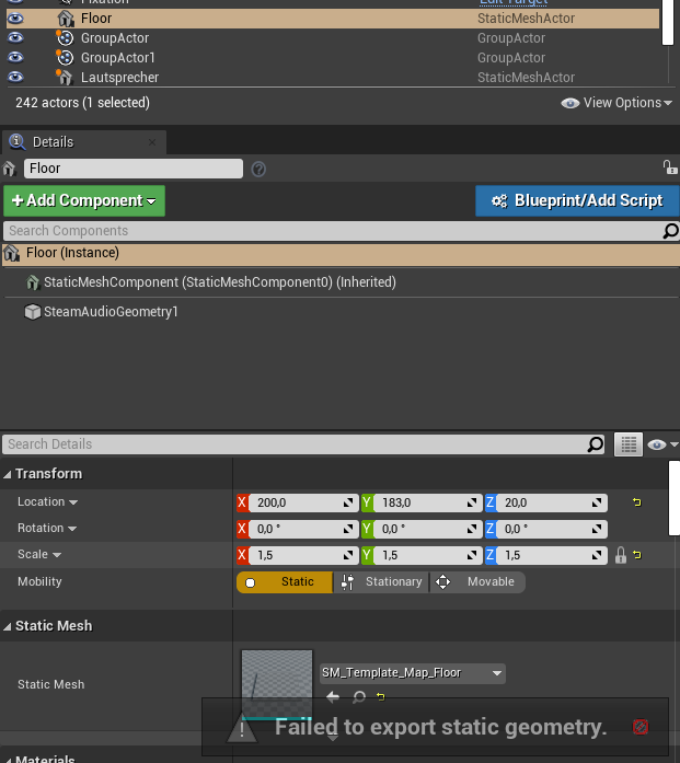 Error "no static geometry" in UE 4.27 · Issue #235 · ValveSoftware/steam-audio · GitHub