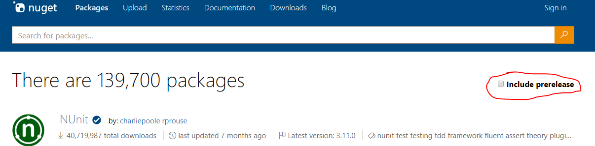 Remember "prerelease" checkbox setting on nuget.org · Issue #7133 · NuGet/NuGetGallery · GitHub