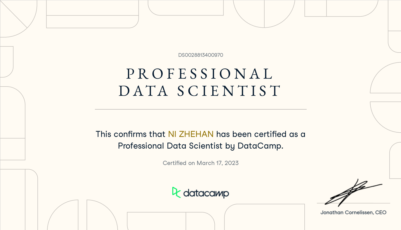 GitHub - ZeanNi/DataCamp-Professional-DS-Certification: This repository ...