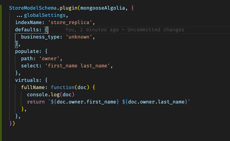 using populated data in virtuals · Issue #36 · crsten/mongoose-algolia · GitHub