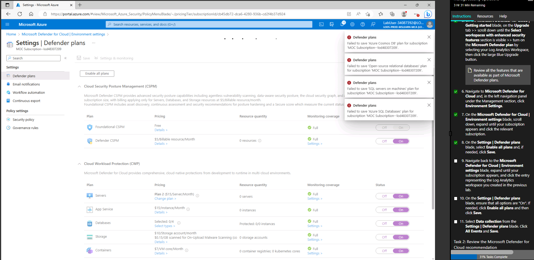 Lab 15 - Upgrading Defender reverts back · Issue #378 · MicrosoftLearning/AZ500 ...