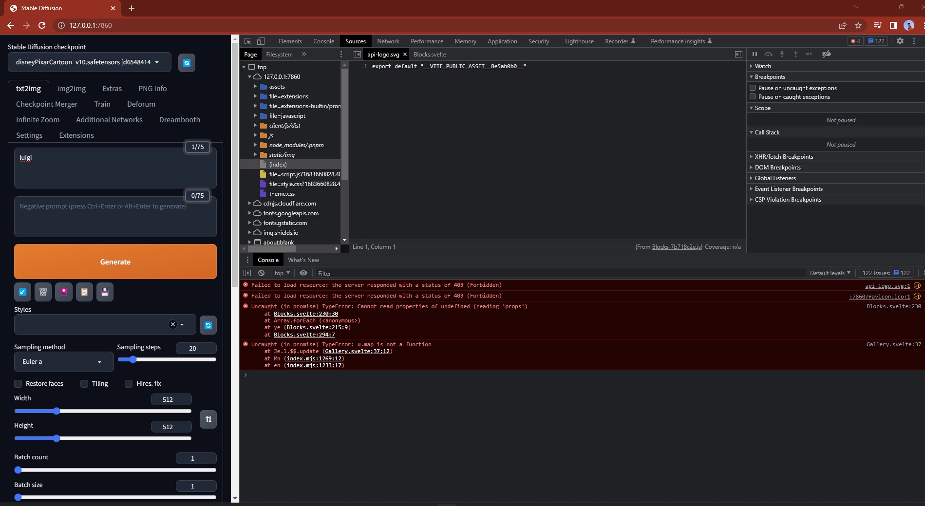 [Bug]: After hitting Generate, "Waiting" is the response, and then ...