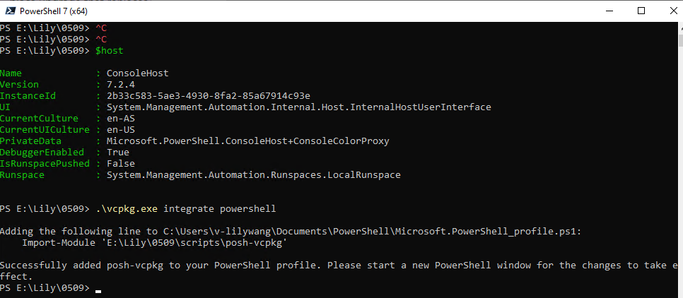 "vcpkg integrate powershell" does not work with Powershell 7.0 · Issue #11126 · microsoft/vcpkg ...