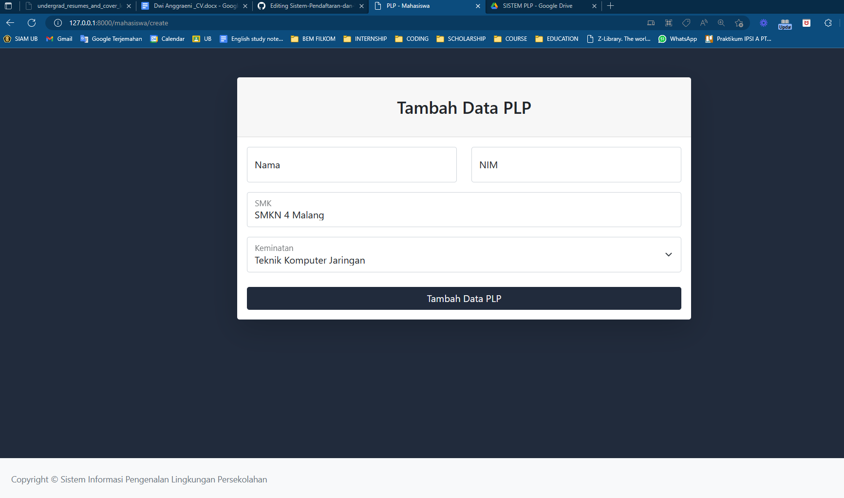GitHub - dwianggraa/Sistem-Pendaftaran-dan-Verifikasi-Data-Pengenalan-Lapangan-Persekolahan-atau-PLP