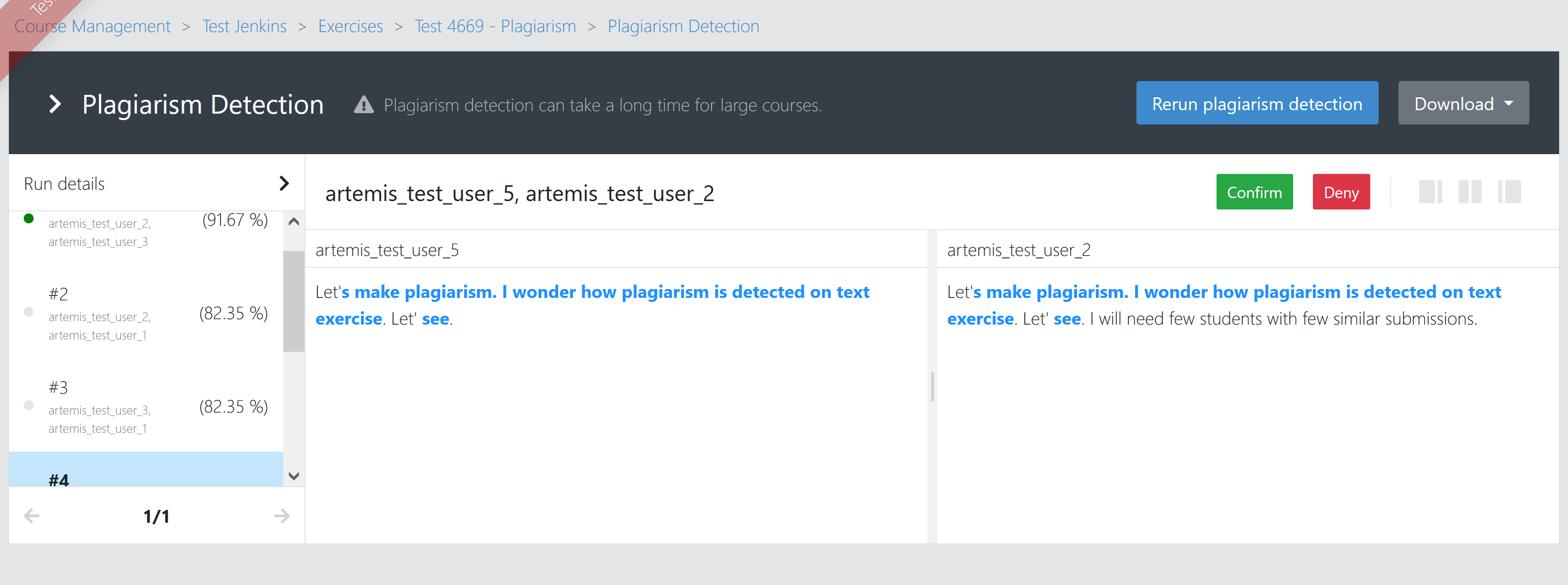 Disable Confirm/Deny button on confirmed/denied plagiarism checks ...