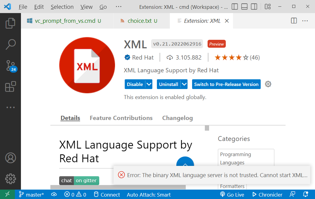 XML v0.21.2022062916 - Not trusted warning for lemminx-win32.exe · Issue #772 · redhat-developer ...