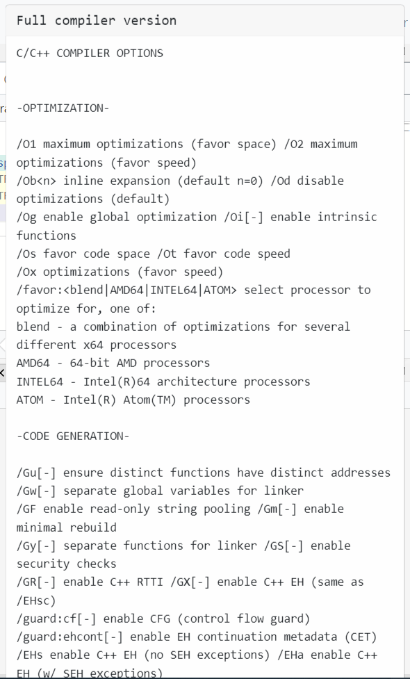 MSVC Version info is going off screen if you press MSVC Version info is going off screen if you press