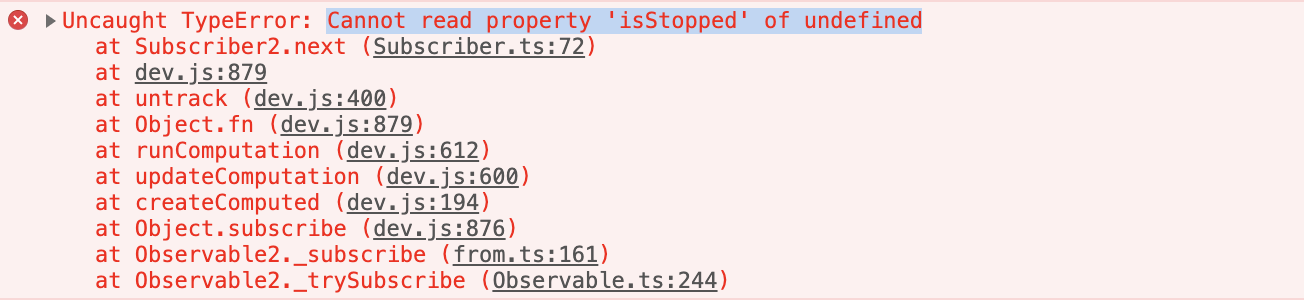 observable -> Cannot read property 'isStopped' of undefined · Issue #554 · solidjs/solid · GitHub