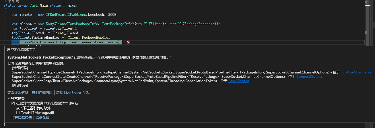 SuperSocket.Client's ConnetAsync function got a System.Net.Sockets.SocketException · Issue #654 ...