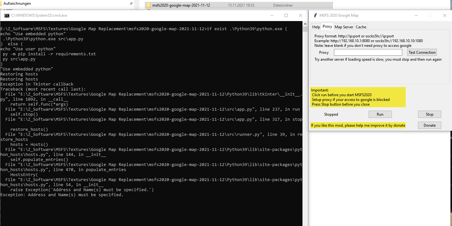 [BUG] Can't get the program to run: "Exception: Address and Name(s) must be specified." · Issue ...