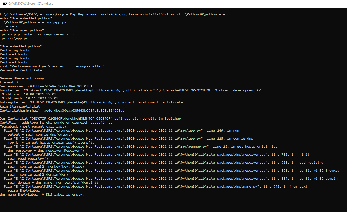 [BUG] Can't get the program to run: "Exception: Address and Name(s) must be specified." · Issue ...