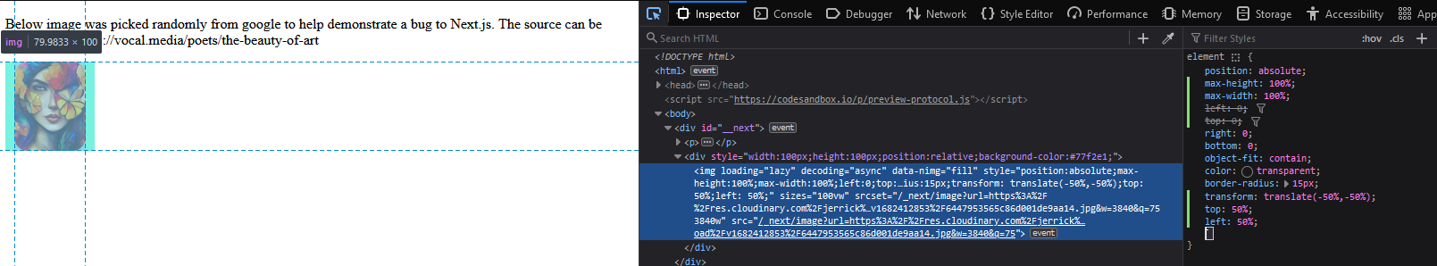 [BUG] Image component with fill and contain should set max-width and max-height, not width and ...